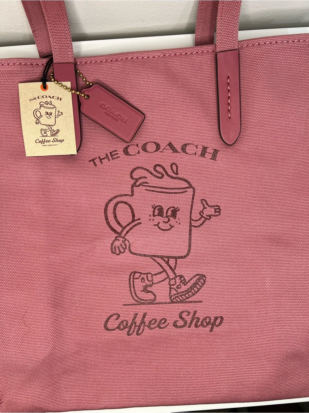 Coach | Bags | Nwt Coach Cafe Lil Miss Jo Coffee Shop Pink Canvas Tote ...